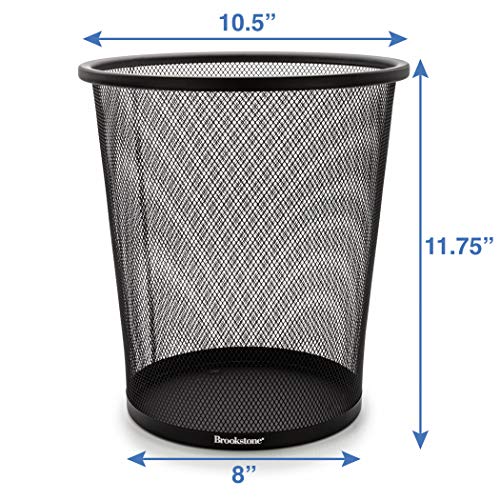 Brookstone [3 Pack Metallic Mesh Wastebasket for Office & Home, Open Top, Under Desk Trash Can, Lightweight & Sturdy Recycling Bin
