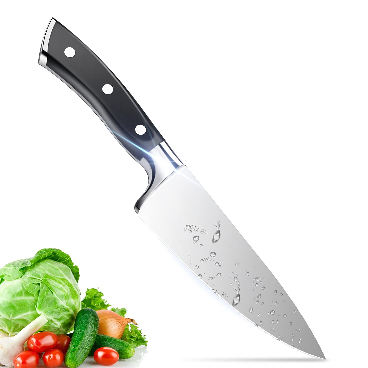 Chef Knife - 6-inch Professional Kitchen Knife German High Carbon Stainless Steel Chef's Knives with Ergonomic Handle and Gift Box