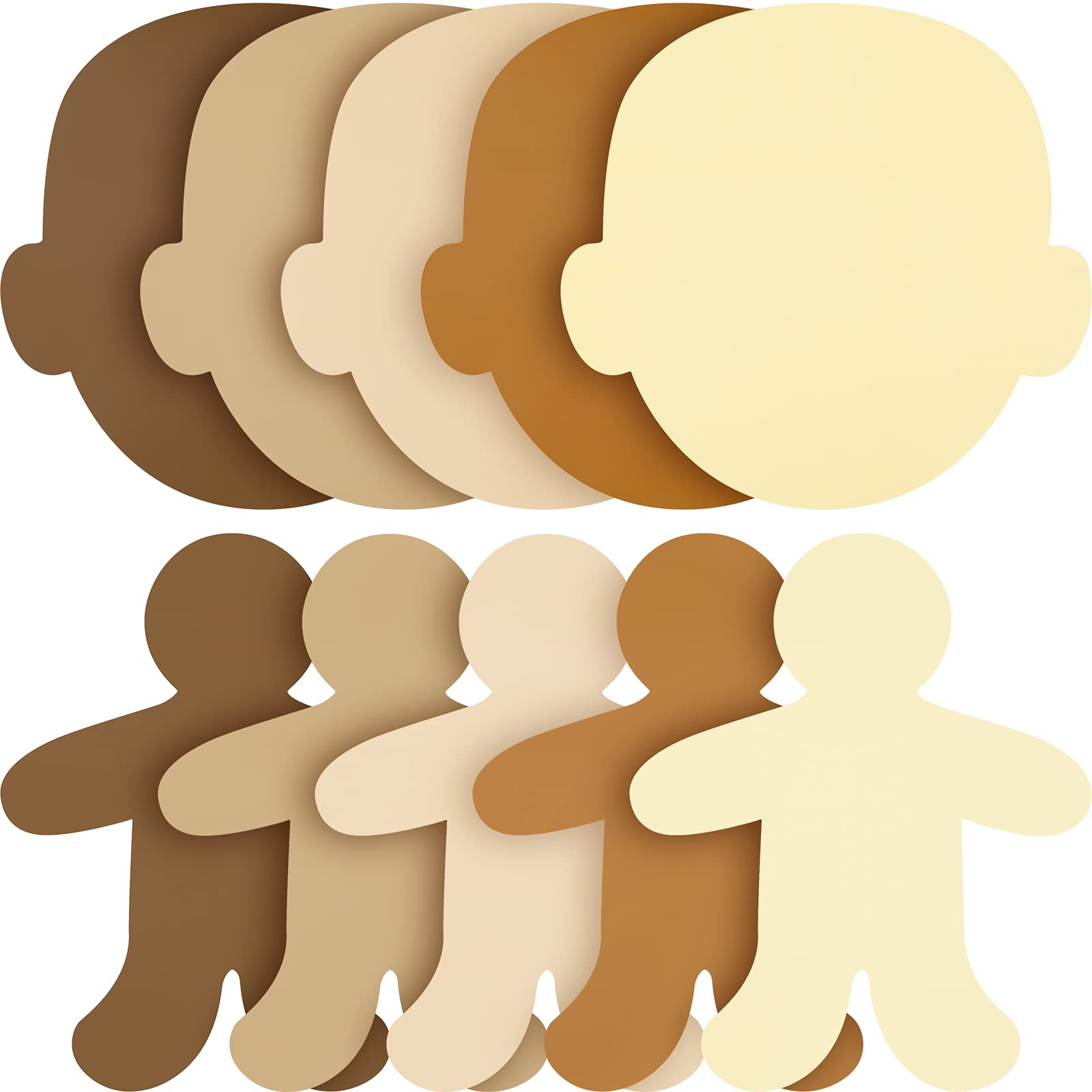 Containlol 100 Pcs Multicultural Faces People Cutouts 5.5 Inch Creative Cut Outs Blank People Shaped Paper Dolls Figures for Kids Crafts Project Early Childhood Education Multicultural Decoration