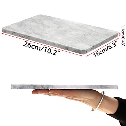 Hipiwe Marble Vanity Tray Dresser Perfume Tray Bathroom Counter Tray Marble Decorative Tray Candle Tray Marble Serving Tray Marble Cutting Board for Kitchen, 10.2"x 6.3"
