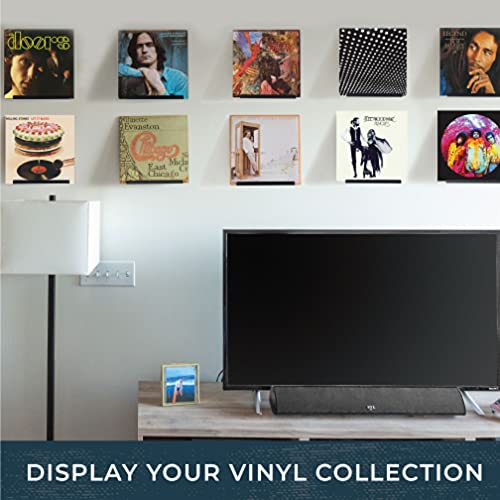 Ilyapa Record Display Wall Mounted Shelf, 10 Pack - Black Metal Record Holder with Mounting Hardware