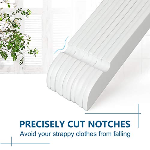 TOPIA HANGER White Wooden Hangers 20 Pack, 0.28 inch Slim Beech Wood Clothes Hanger with Flat Design and Smooth Notches, Lightweight&Durable Space Saving Hangers for Shirt, Coat, Camisole-CT30W