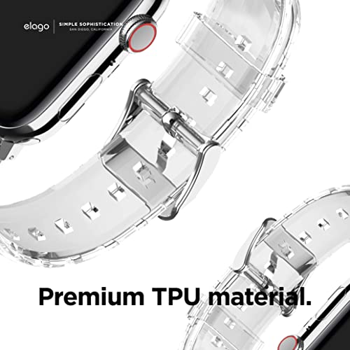 elago Clear Band Compatible with Apple Watch Band 38mm 40mm 41mm, Compatible with iWatch Series 8/SE2/7/6/SE/5/4/3/2/1 β Transparent Protective Band, Watch Strap Connector Included