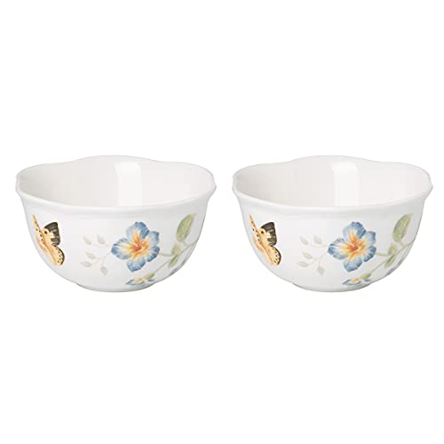 Lenox 890914 Butterfly Meadow 2-Piece Porcelain Dessert Bowl Set, Blue, 4.75"