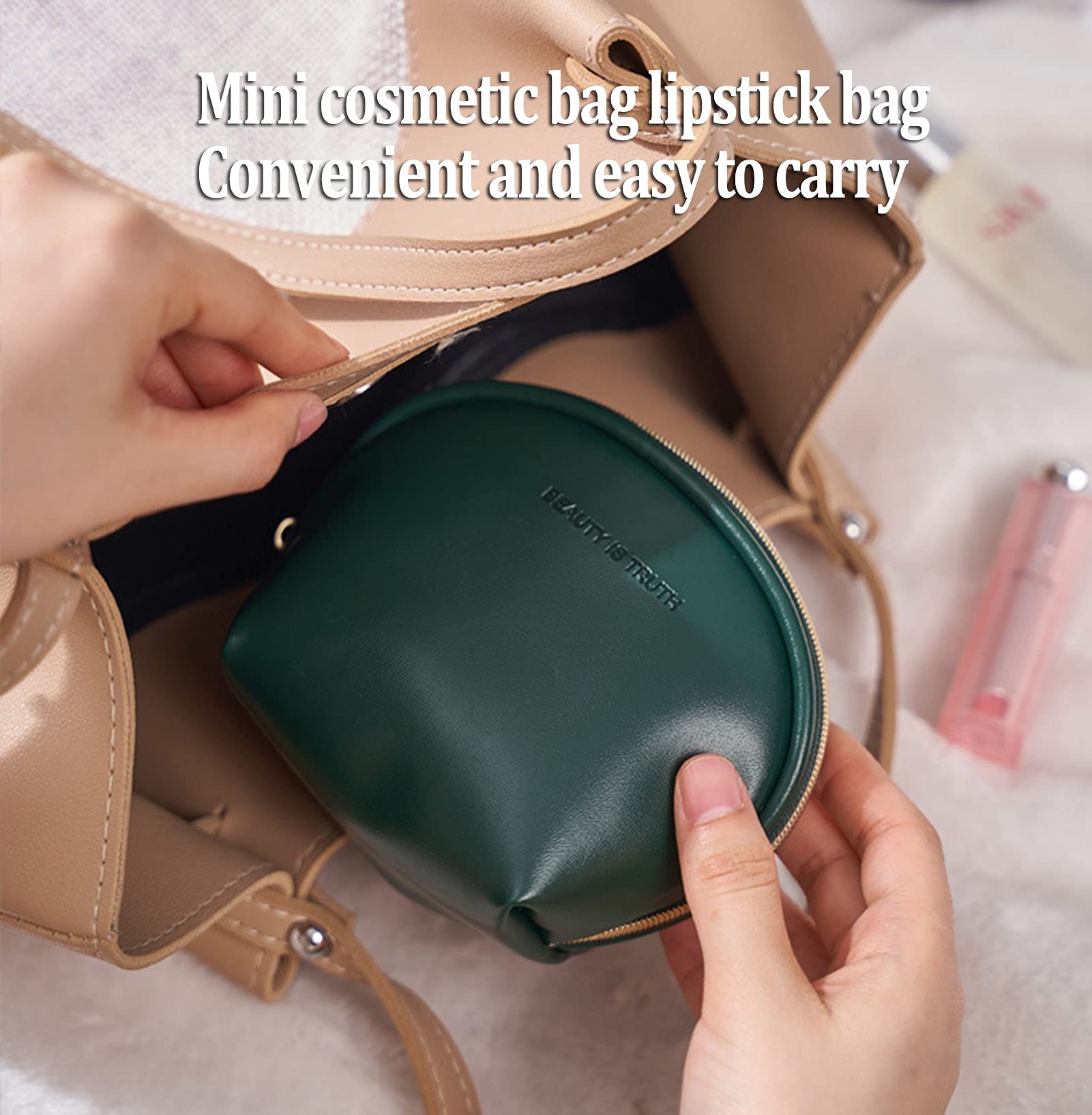 Eliaukly Small Makeup Bag,Cute Cosmetic Bag Coin Purse Lipsticks Pouch with Zipper for Women Makeup Essentials Accessories(Black)
