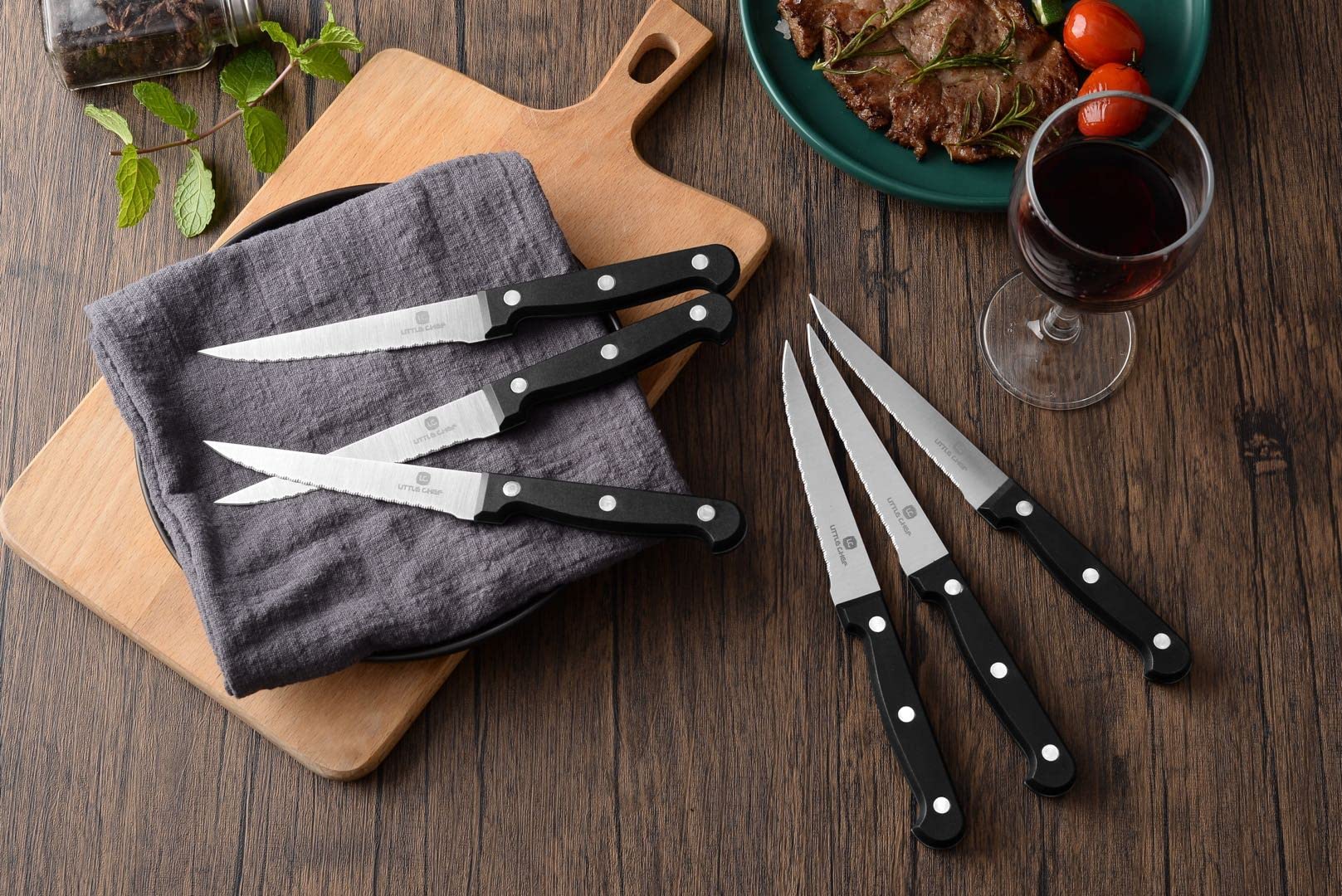 Little Chef Steak Knives Steak Knife Set - Premium Stainless Steel Steak Knives set of 6