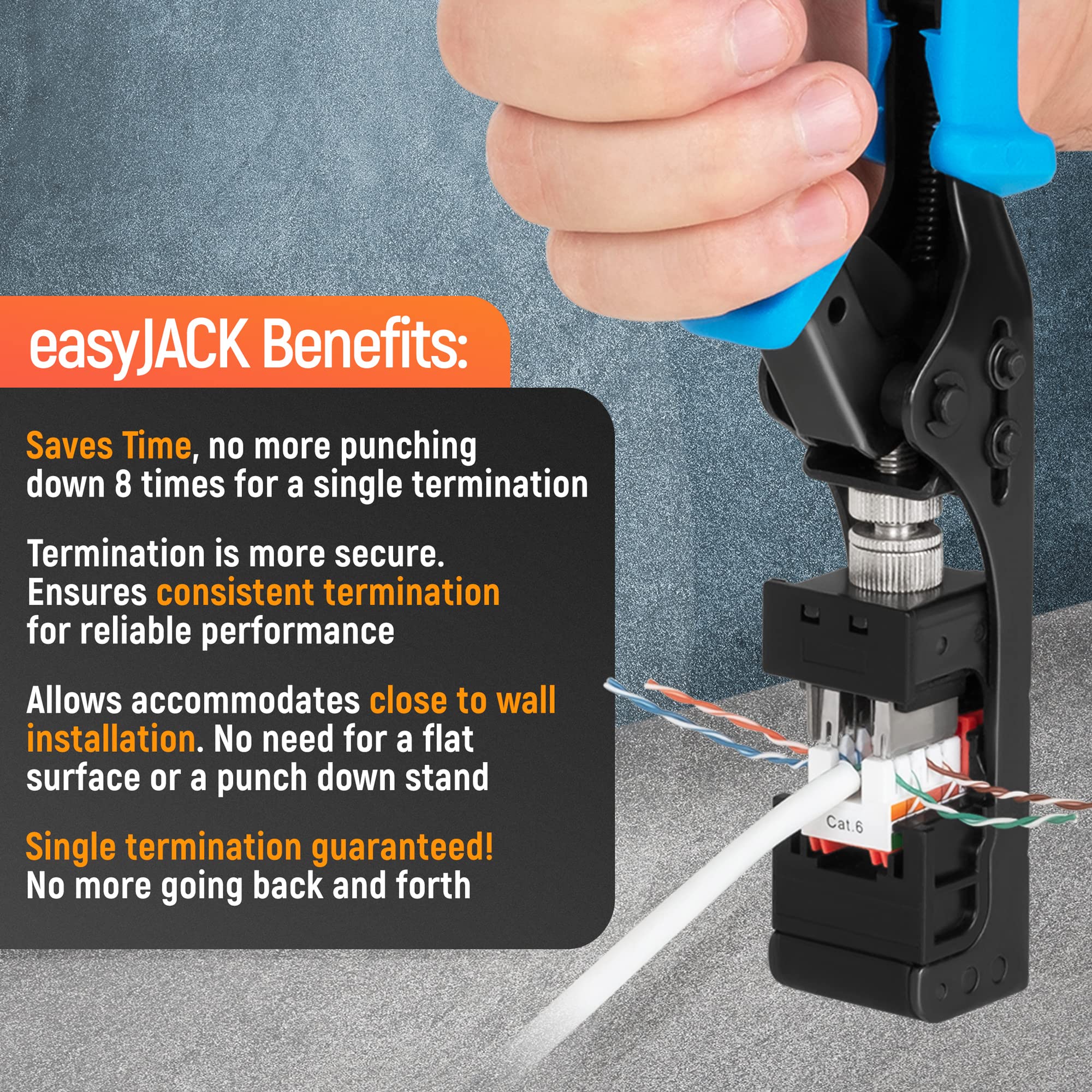 Everest Media Solutions Bundle – 2 Items: easyJACK - Speed Termination Tool + 50 Pack of RJ45 CAT6 UTP Keystone Jacks - Black