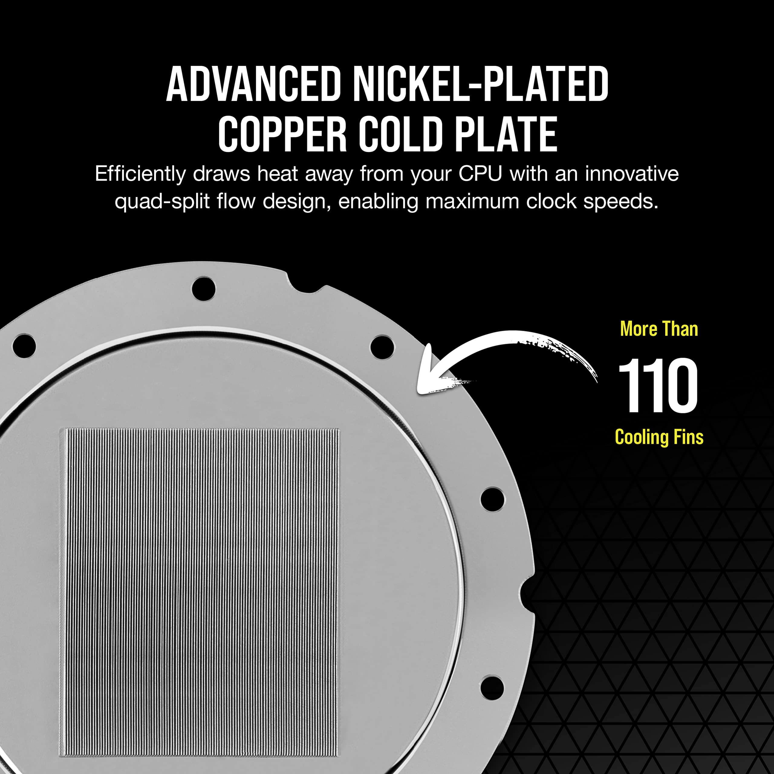 CORSAIR Hydro X Series XC7 RGB PRO CPU Water Block - Intel® LGA 1700, 1200, 115X - AMD Socket AM4, AM5 - Nickel-Plated Copper Cold Plate - Black- More Than 110 Micro-Cooling Fins - 16 Vivid RGB LEDs