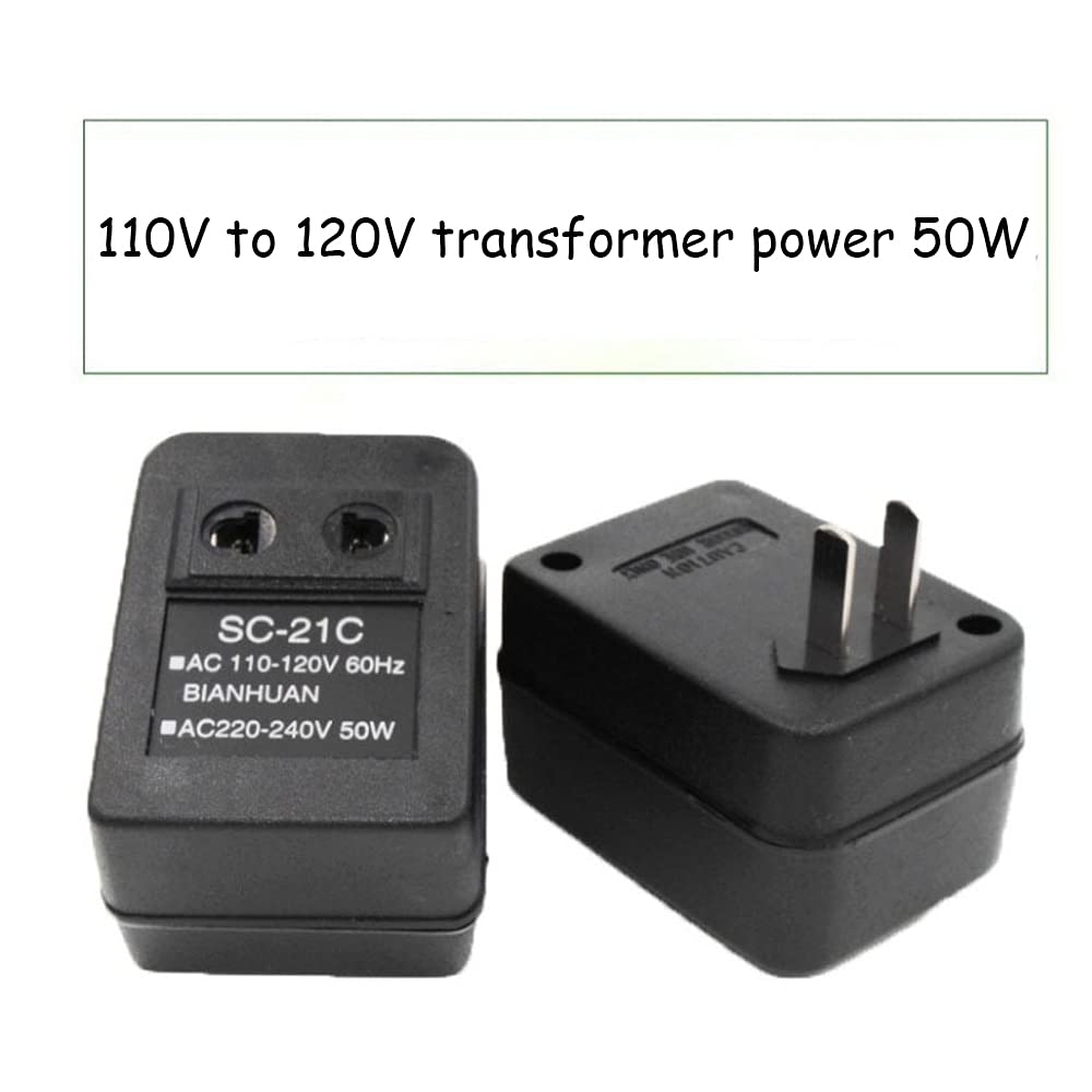 Acxico 1Pcs 110V to 220V Power Converter Adapter Voltage Transformer Adapter 50W PC Material SC-21C