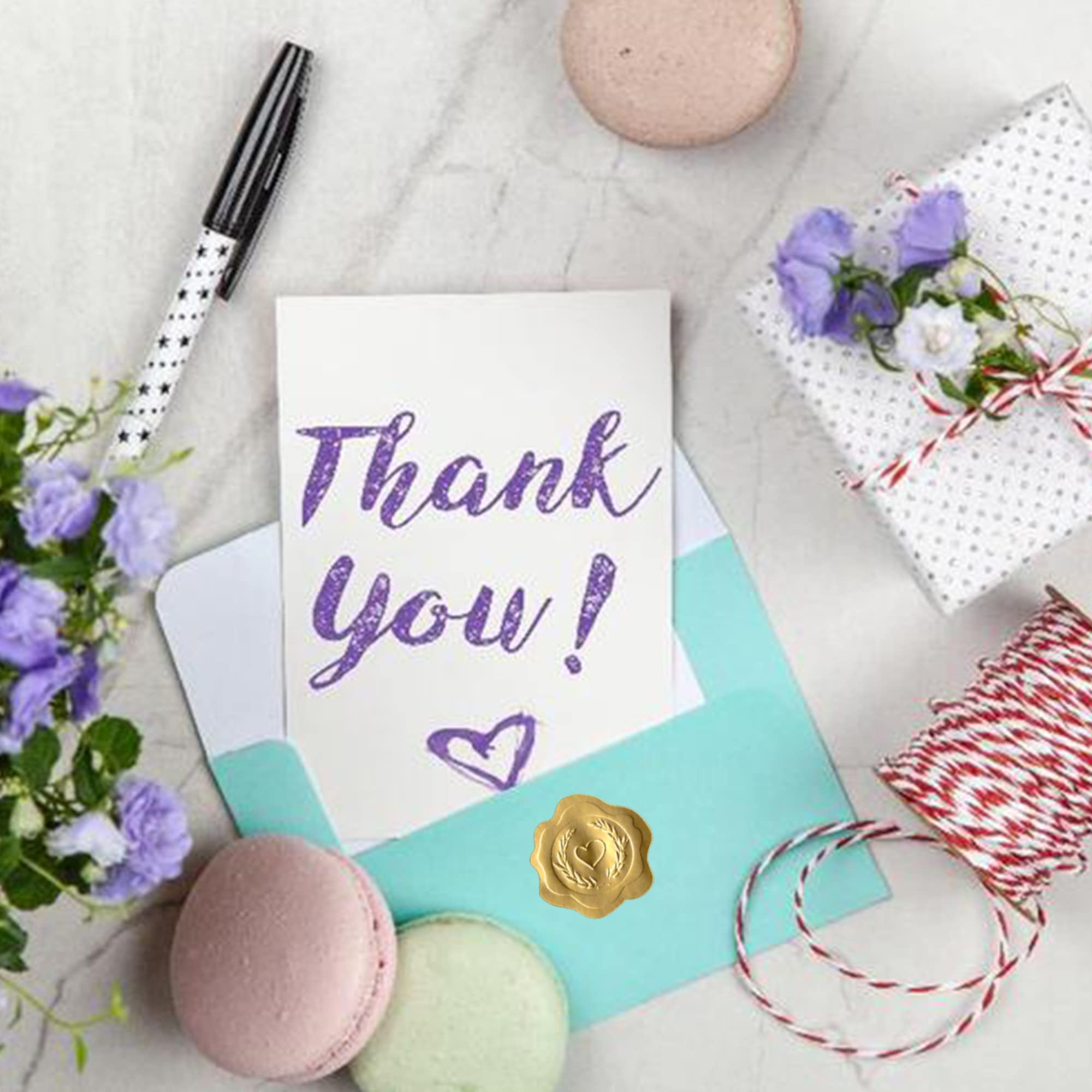Everlasting Star 300pcs Gold Embossed Wax Seal Heart Shape Envelope Seals Stickers for Wedding Invitations,Party Favors,Greeting Cards, DIY Decoration, ES-21ST-001