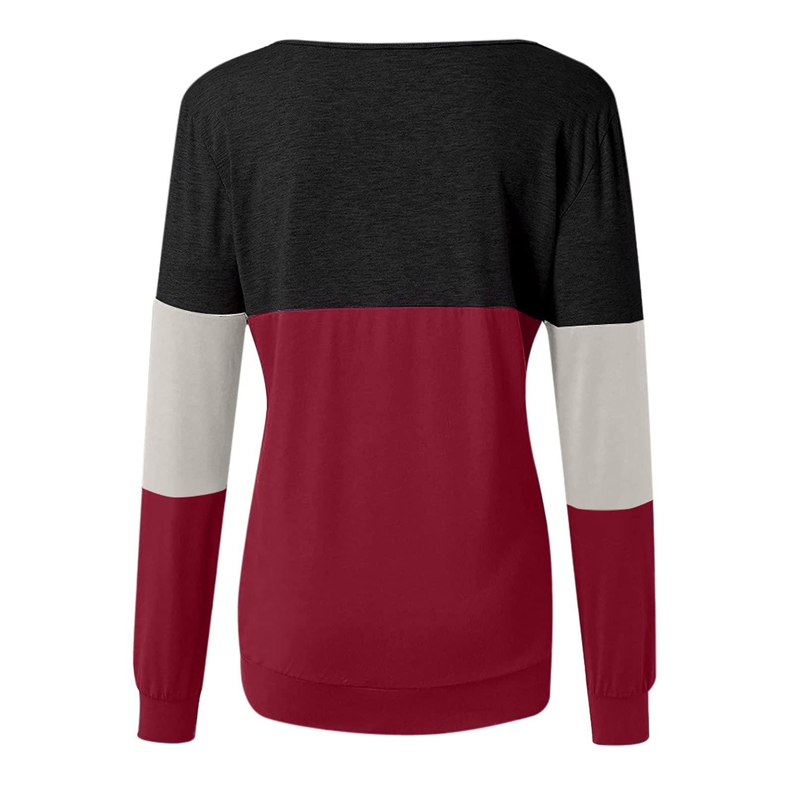 Spring and Autumn Women's Long Sleeve Color Block Stripes Contrast Color Stitching Hollow Loose T-Shirt Jacket Pullover
