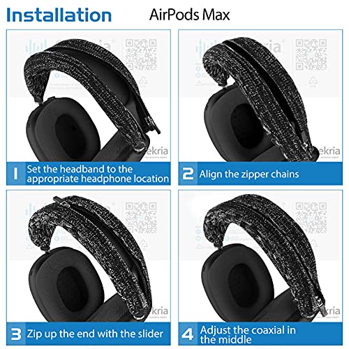 Geekria Knit Fabric Headband Cover, Compatible with AirPod Max Headphones/Headband Cushion Pad Protector, Replacement Repair Part, Easy DIY Installation (Black)