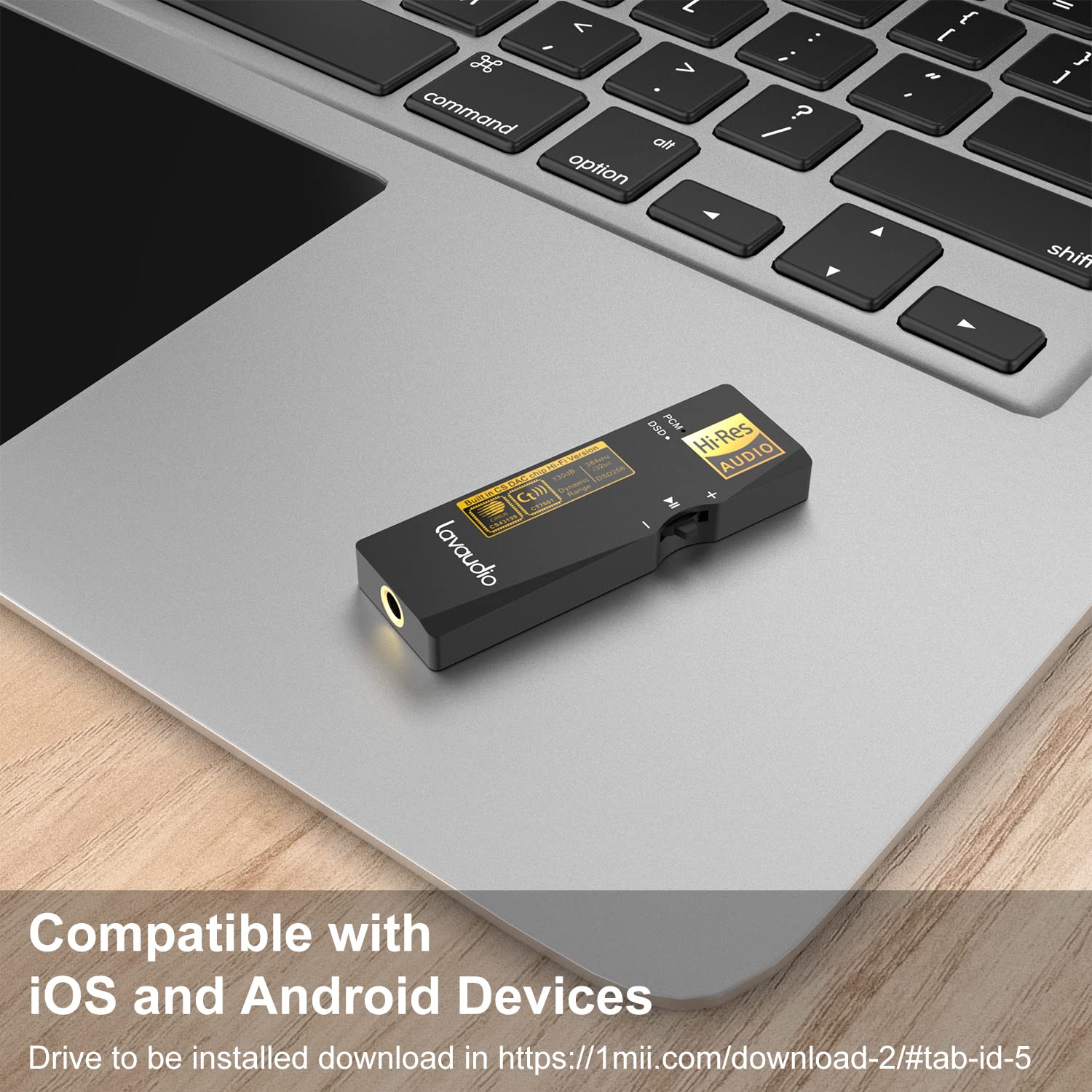 Lavaudio Headphone Amps Tiny Amplifier USB DAC, DSD256 Hi-Res HiFi Headphone Amplifier 3.5mm/Type C/Lightning/Lossless for Smartphones/PC/Laptop/Players(Lightning, Black) DS100