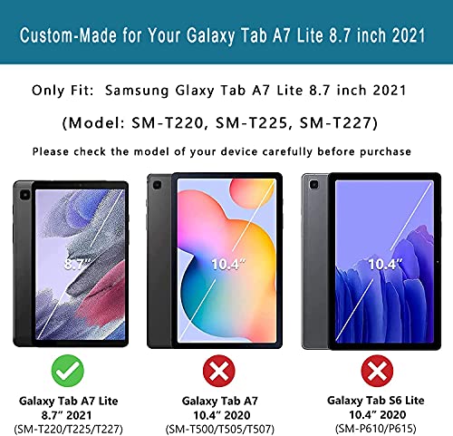 Kids Case for Samsung Galaxy Tab A7 Lite 8.7 Inch 2021, DJ&RPPQ Shockproof Cute Cover with Handle Stand for Galaxy Tab A7 Lite(SM-T220/T225/T227)-Blue