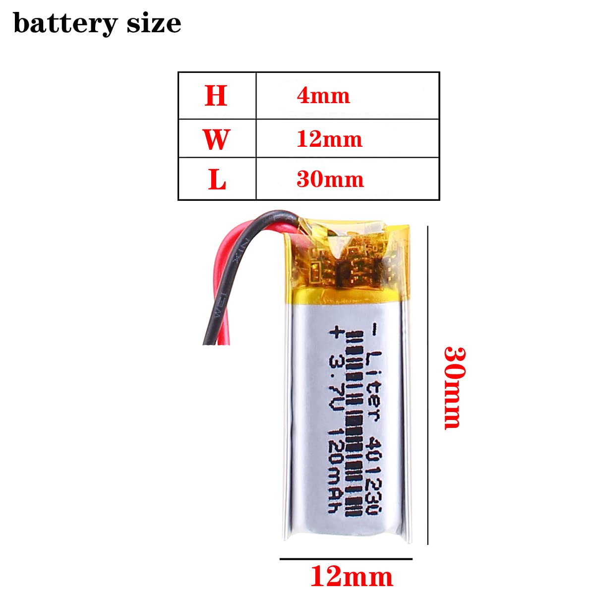 Liter energybattery 3.7V Lipo Battery 120mAh Rechargeable Lithium ion Polymer Battery 401230 Lithium Polymer ion Battery with Two Lines