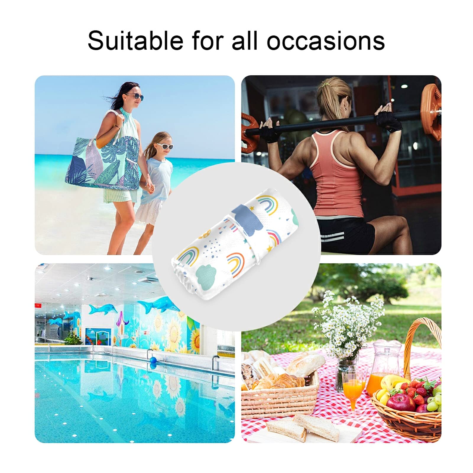JXDXHCW Waterproof Wet Bag 2 Pack Cute Cartoon Rainbow Pattern Cloth Diaper Bag Travel Swimsuit Pool Gym Clothes Cosmetic 2 Zipper Pockets Dry Wet Pouch Set