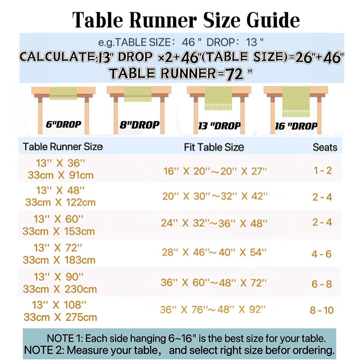 Wracra Rustic Linen Table Runner Farmhouse Style Table Runners 72 inches Long Embroidered Fall Table Runner with Hand-Tassels for Party, Dresser and Dining Room Decorations(Light Coffee, 13"×72")