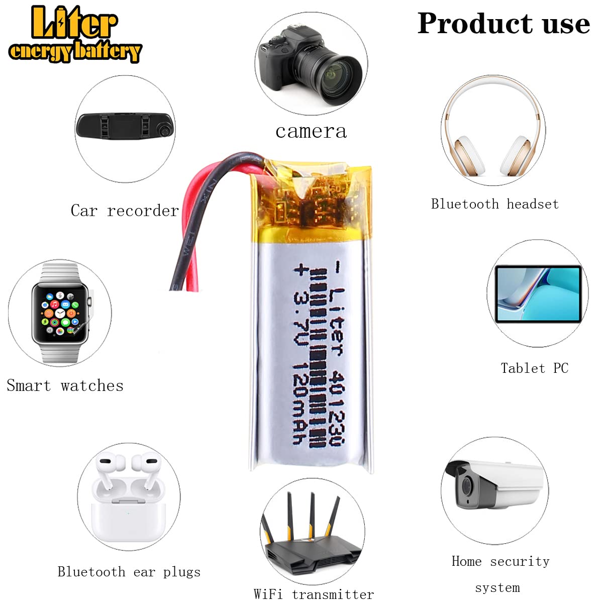 Liter energybattery 3.7V Lipo Battery 120mAh Rechargeable Lithium ion Polymer Battery 401230 Lithium Polymer ion Battery with Two Lines