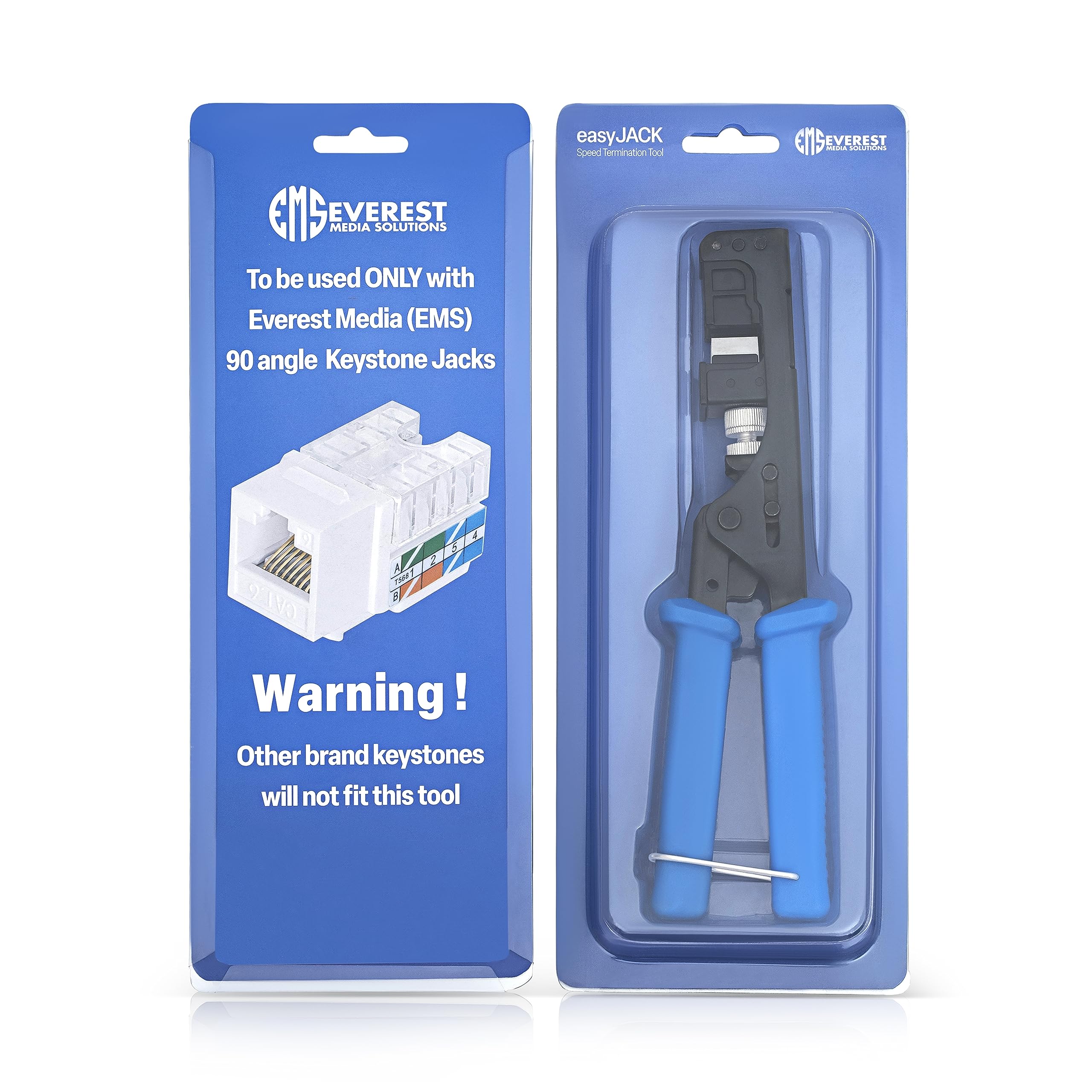 Everest Media Solutions Bundle – 2 Items: easyJACK - Speed Termination Tool + 50 Pack of RJ45 CAT6 UTP Keystone Jacks - Blue