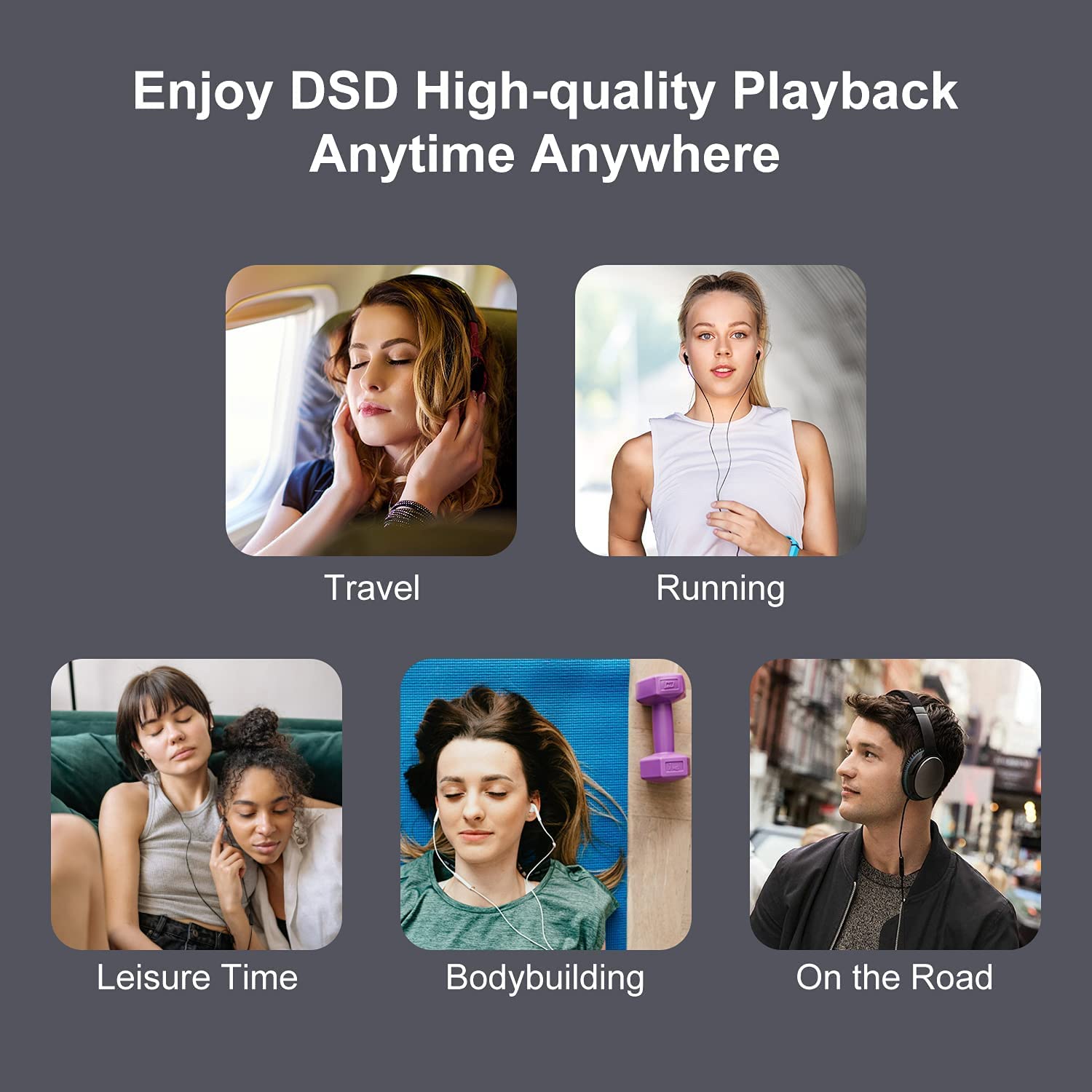 Lavaudio Headphone Amps Tiny Amplifier USB DAC, DSD256 Hi-Res HiFi Headphone Amplifier 3.5mm/Type C/Lightning/Lossless for Smartphones/PC/Laptop/Players(Lightning, Black) DS100
