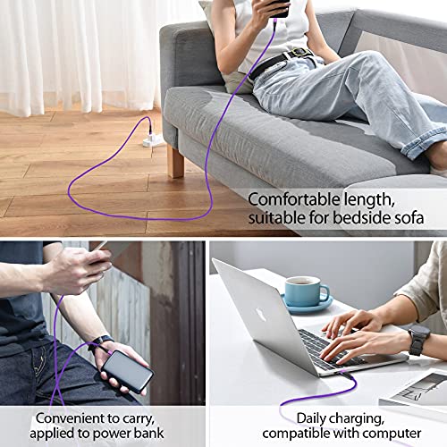 USB C to Lightning Cable(2pack 10ft)-Oliomp (Apple MFi Certified) iPhone Charger Nylon Braided Lightning Cables for iPhone 13/13ProMax/13Mini/12/11 Pro Max/XS/XR/X/8/7/6S/6Plus/5S(Purple and Gray)