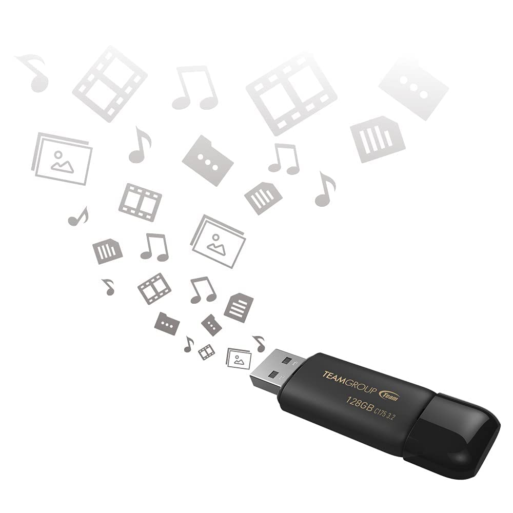 TEAMGROUP C175 256GB 2 Pack USB 3.2 Gen 1 (USB 3.1/3.0) Read 100MB/s Flash Thumb Drive, External Data Storage Memory Stick Compatible with Computer/Laptop Matte Black TC1753256GB22