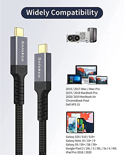 Sniokco USB4 Cable 6.6FT, USB C to USB C Cable 40Gbps with Emarker for Thunderbolt 4/3 USB C 3.2 Gen2*2 PD3.1 240W 100W Data Sync Charger Video Audio for Monitor Display PC Laptops iPhone16 15 MacBook