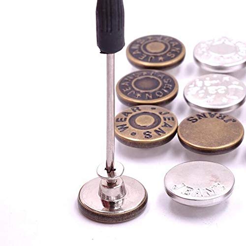 Jeans Buttons Replacement, Instant No Sew Buttons for Pants with Tool,17MM