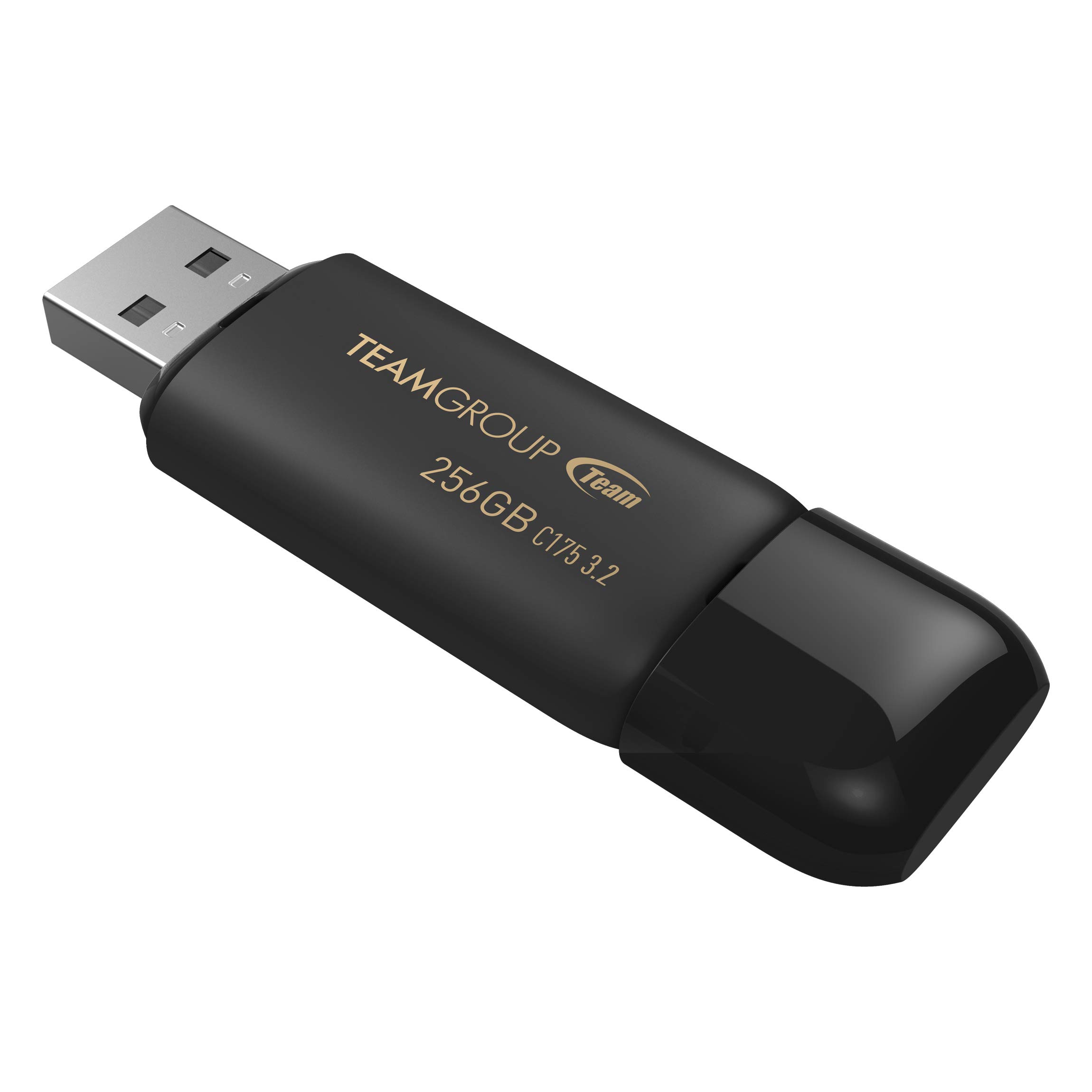 TEAMGROUP C175 256GB 2 Pack USB 3.2 Gen 1 (USB 3.1/3.0) Read 100MB/s Flash Thumb Drive, External Data Storage Memory Stick Compatible with Computer/Laptop Matte Black TC1753256GB22