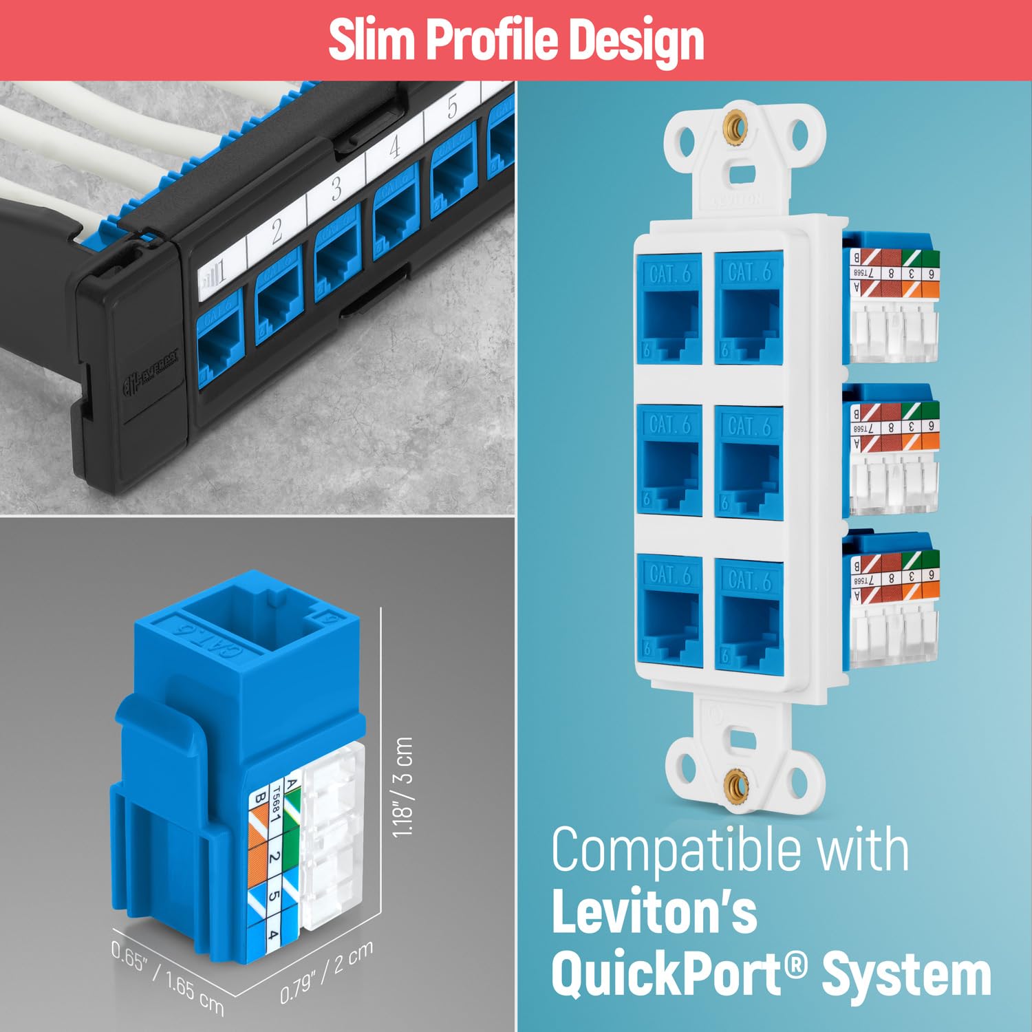 Everest Media Solutions Bundle – 2 Items: easyJACK - Speed Termination Tool + 50 Pack of RJ45 CAT6 UTP Keystone Jacks - Blue
