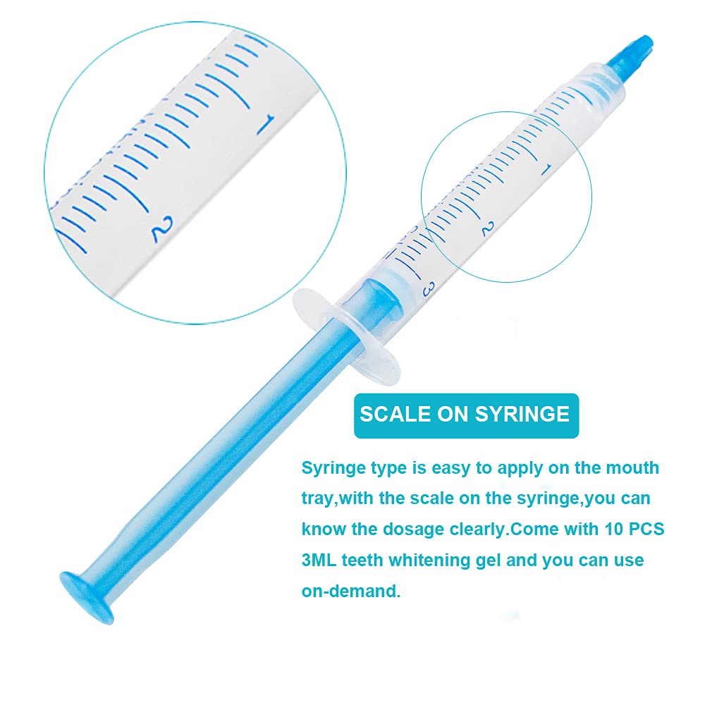 Professional Teeth Whitening Gel 10 PCS 3ML Sensitive Tooth Whitener Gel Syringes Refills 35% CP Bleaching Gel for Teeth Whitening Light