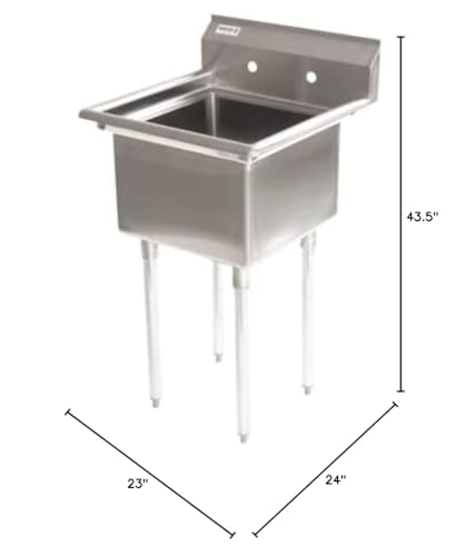 Kratos 29N-007-Commercial NSF 1 Compartment Sink - 18"Wx18"Lx12"H Bowl Size - 18-Gauge Stainless Steel