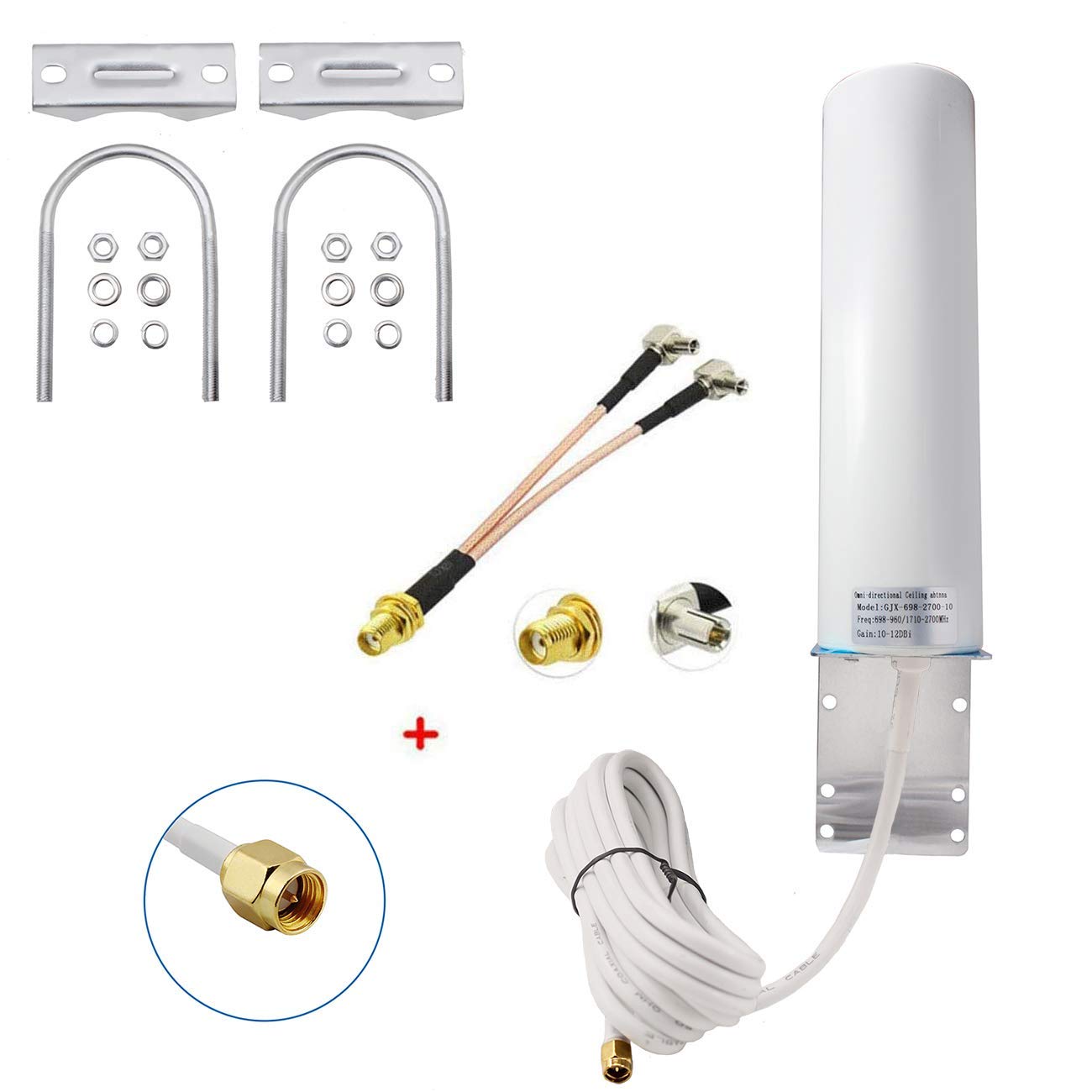 High Gain 10-12dBi External SMA Male/Dual TS9 3G 4G LTE Bracket Mount Long Range Antenna for Netgear Nighthawk M1 MR1100 8800L Mobile Hotpots Router + 26.2 Feet Low Loss KSR240 Extension Cable