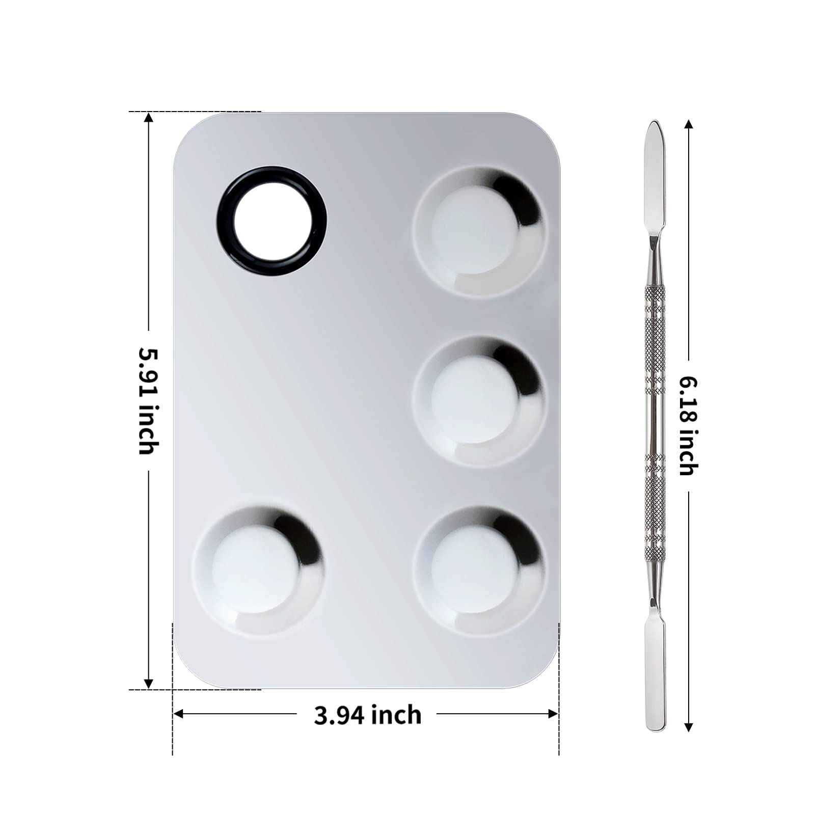 Penugo Upgrade Mixing Makeup Palette, Stainless Steel Cosmetic Palette with Spatula Tool, Nail-art Cosmetic Palette for Mixing Cosmetic and Pigment