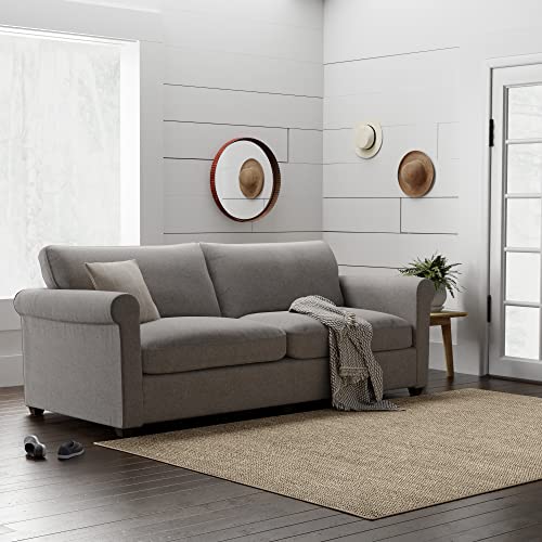 Amazon Brand β Stone & Beam Balkan Contemporary Rolled-Arm Sofa Couch, 91"W, Light Grey