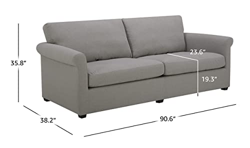 Amazon Brand β Stone & Beam Balkan Contemporary Rolled-Arm Sofa Couch, 91"W, Light Grey