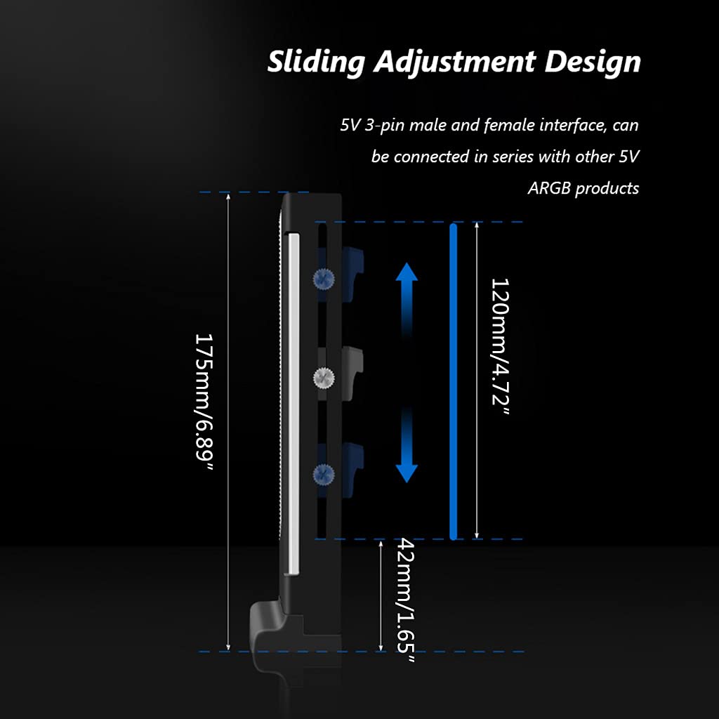 S-YUWEN RGB GPU Holder Coolmoon CM-GH2 Colorful Graphics Card 5V 3 Pin Vertical Support Video Bracket Frame ARGB Sync Jack, Sag Holder/Holster, White, 2.44x1.38x6.89in