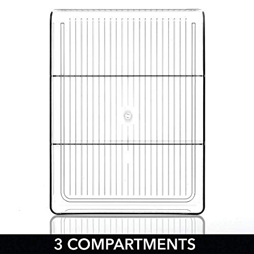 mDesign Kitchen Plastic Storage Organizer Combo Set of 2 Bins - For Kitchen, Pantry, Cabinet, Fridge/Freezer for Organizing Snacks, Produce, Vegetables, Pasta Food, 2 Piece Set - Clear