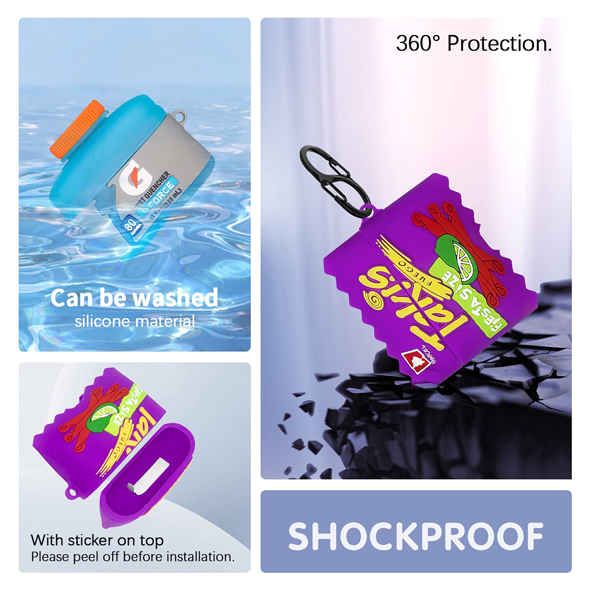 [2Pack] Cute Case for Beats Studio Buds 2021 / Beats Studio Buds Plus Case 2023, Funny 3D Cartoon Food Silicone Skin Cover for Beats Studio Buds Girl Boys Teens (Purple Potato Chips + Sport Water)