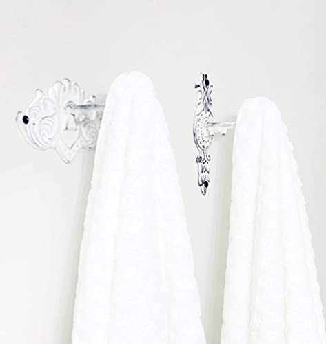 AuldHome Shabby Chic Hooks, Key-Shaped (Set of 4); Lock & Key Style Rustic Wall Hooks for Coats, Towels, Bathroom, Entryway and More