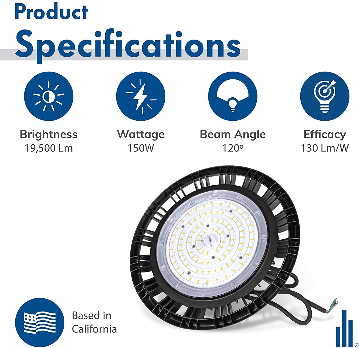Hyperikon UFO LED High Bay Light 150W (600 Watt Replacement), Shop and Warehouse Area Lighting, DLC, 2 Pack