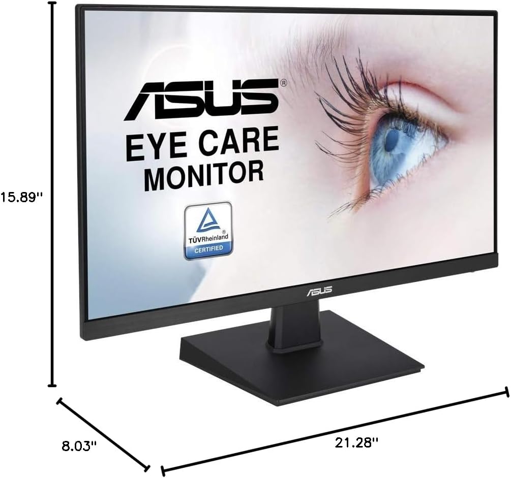 ASUS VA24EHE 23.8” Monitor 75Hz Full HD (1920x1080) IPS Eye Care HDMI D-Sub DVI-D,Black
