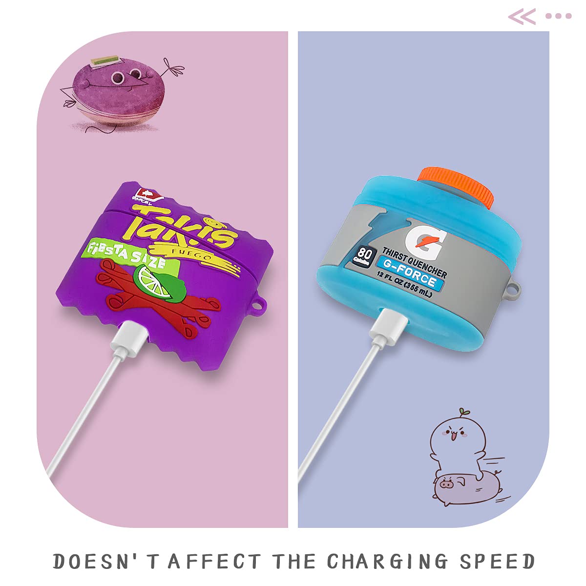 [2Pack] Cute Case for Beats Studio Buds 2021 / Beats Studio Buds Plus Case 2023, Funny 3D Cartoon Food Silicone Skin Cover for Beats Studio Buds Girl Boys Teens (Purple Potato Chips + Sport Water)