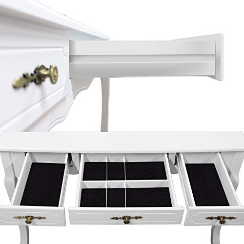 ENSTVER Vanity Set with 10 Hollywood LED Light Bulbs,Makeup Table with Stool and Mirror,6 Organization 7 Drawers,Dressing Table for Bedroom,Pure White
