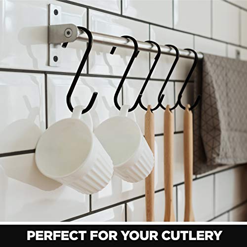GREENITY Pack of 30 Black S Hooks for Hanging Clothes Heavy Duty Stainless Steel S Shaped Hooks for Hanging Clothes, Bags, Blankets, Pots, Plants, Garage Tools and Kitchen Utensils (3.7 Inches)