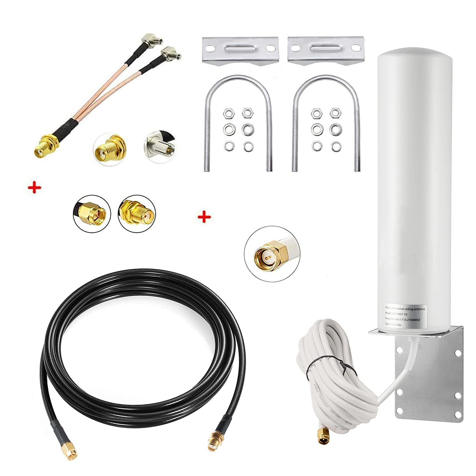 High Gain 10-12dBi External SMA Male/Dual TS9 3G 4G LTE Bracket Mount Long Range Antenna for Netgear Nighthawk M1 MR1100 8800L Mobile Hotpots Router + 26.2 Feet Low Loss KSR240 Extension Cable