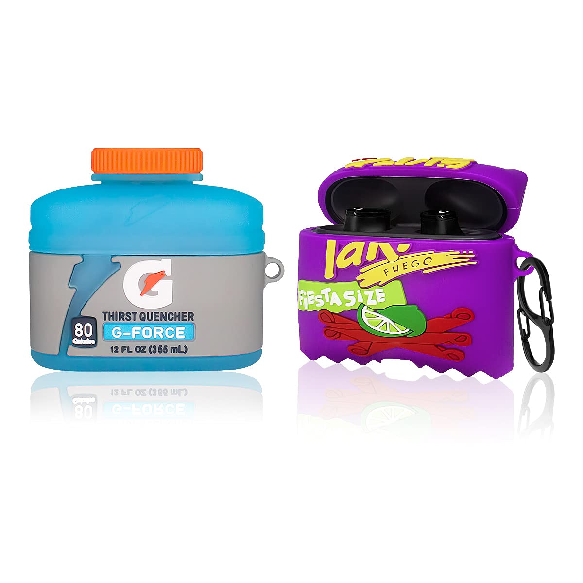 [2Pack] Cute Case for Beats Studio Buds 2021 / Beats Studio Buds Plus Case 2023, Funny 3D Cartoon Food Silicone Skin Cover for Beats Studio Buds Girl Boys Teens (Purple Potato Chips + Sport Water)