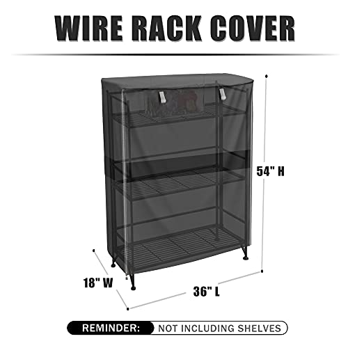 MOLLYAIR Wire Shelf Cover Wire Rack Cover Storage Rack Cover Used to Cover Sundries, Suitable for Rack 36X18X54in Gary