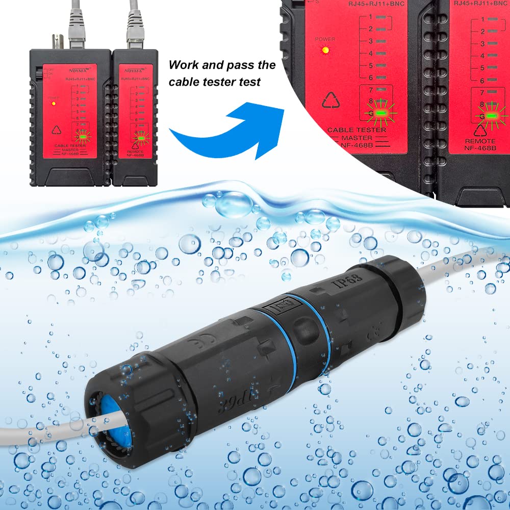 iwillink Waterproof RJ45 Coupler, Shielded Female to Female Waterproof Ethernet Coupler, IP68 Ethernet Outdoor LAN Cable Connector for Cat5e/Cat6/Cat7 Ethernet Cable PoE, (5 Pack)