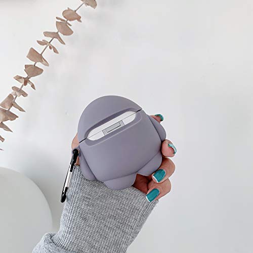 BONICI Protective Case for Huawei Freebuds 3, Creative Funny Cute Big Mouth Jumping Grey Shark Baby Soft TPU Silicone Rubber Earbud Earphone Rechargeable Cover Case Strong Protection +Hook